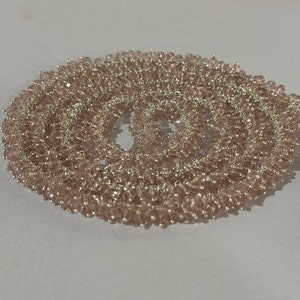 3mm Pink Quartz Faceted Bead Thick Rosary Chain, Beaded Dangle Chain ...