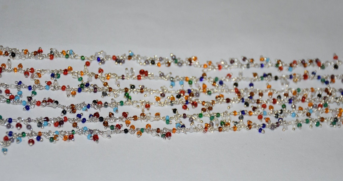 Multi Glass Beads Cluster Rosary Chain, Cluster Dangle Chain, Wire ...