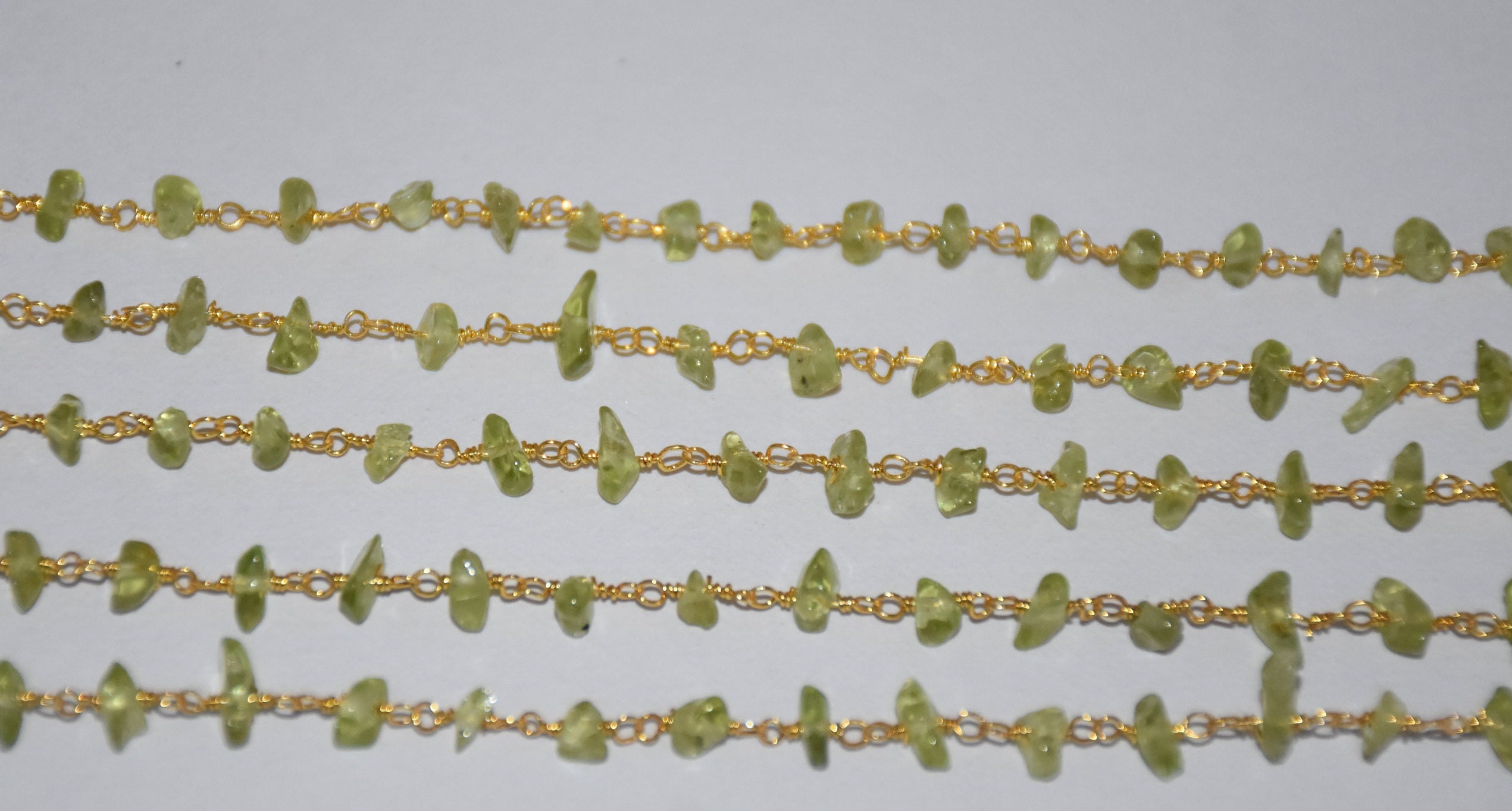 Peridot Uncut Chips Beads Rosary Chain, Beaded Chain, Beads Rosary ...