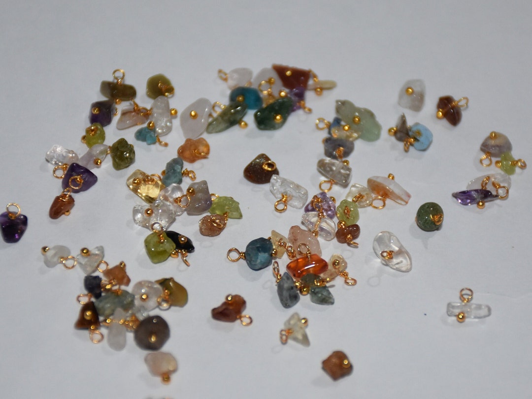 Natural Multi Uncut Chips Single Wire Wrapped Beads, Jewelry Charms ...