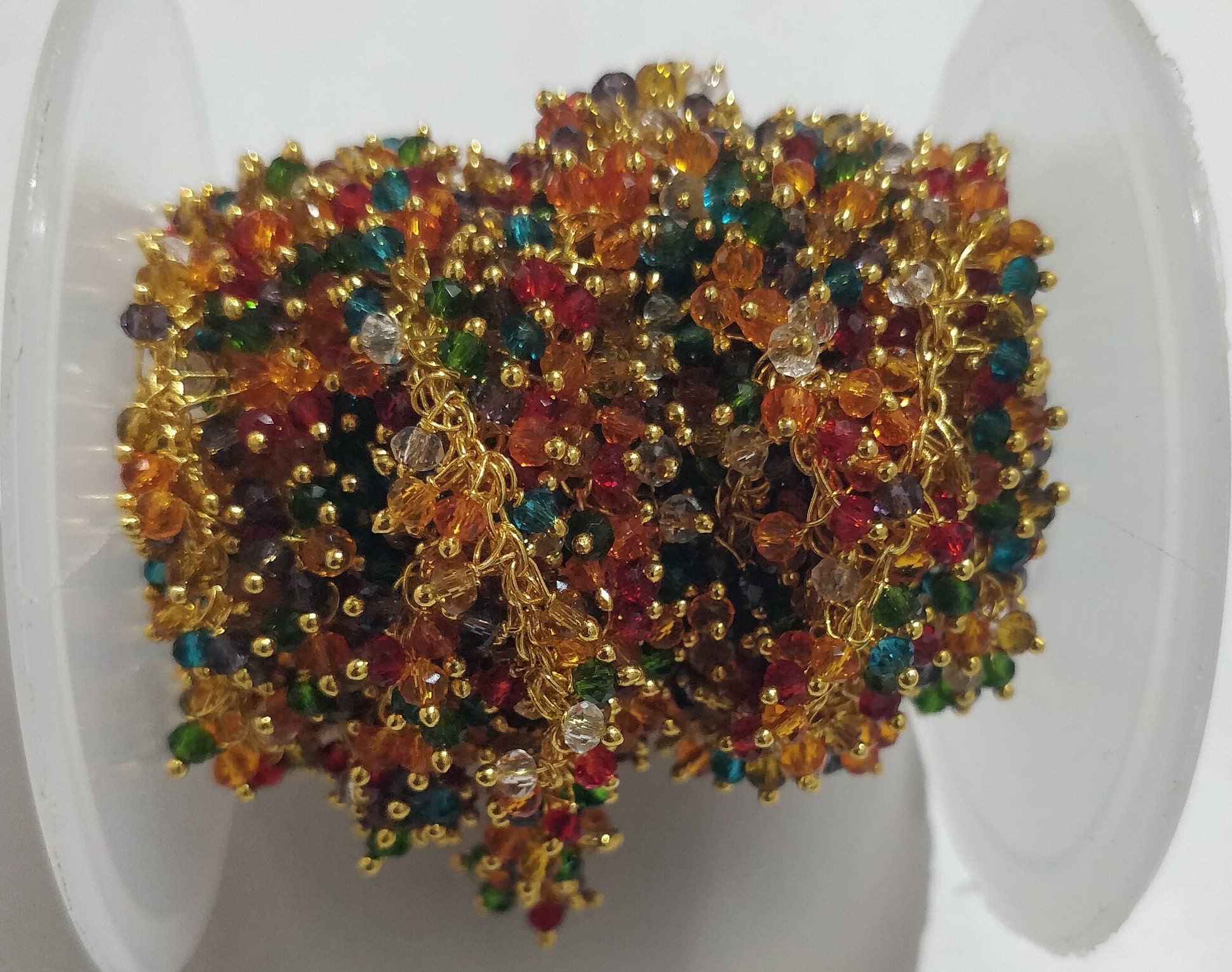 Multi Crystal Bead Thick Rosary Chain. Beaded Chain. Rope Chain ...