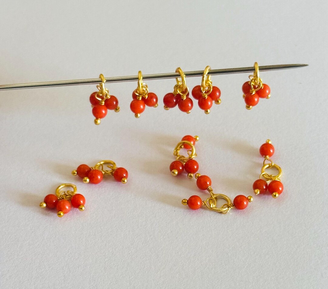 Coral Gemstone Charms, 3mm Wire Wrapped Beads, Earring Components - Etsy