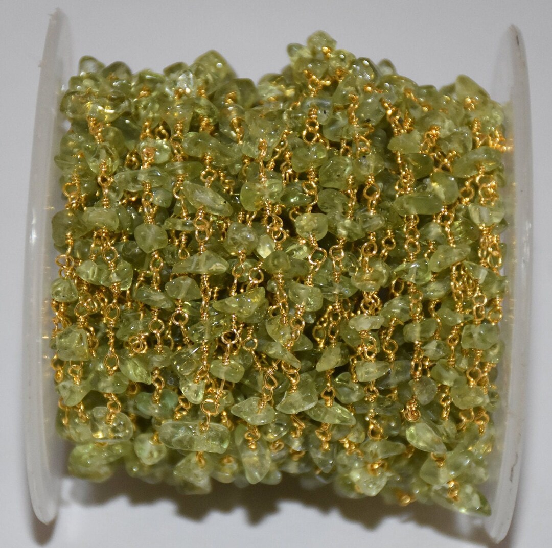 Peridot Uncut Chips Beads Rosary Chain, Beaded Chain, Beads Rosary ...