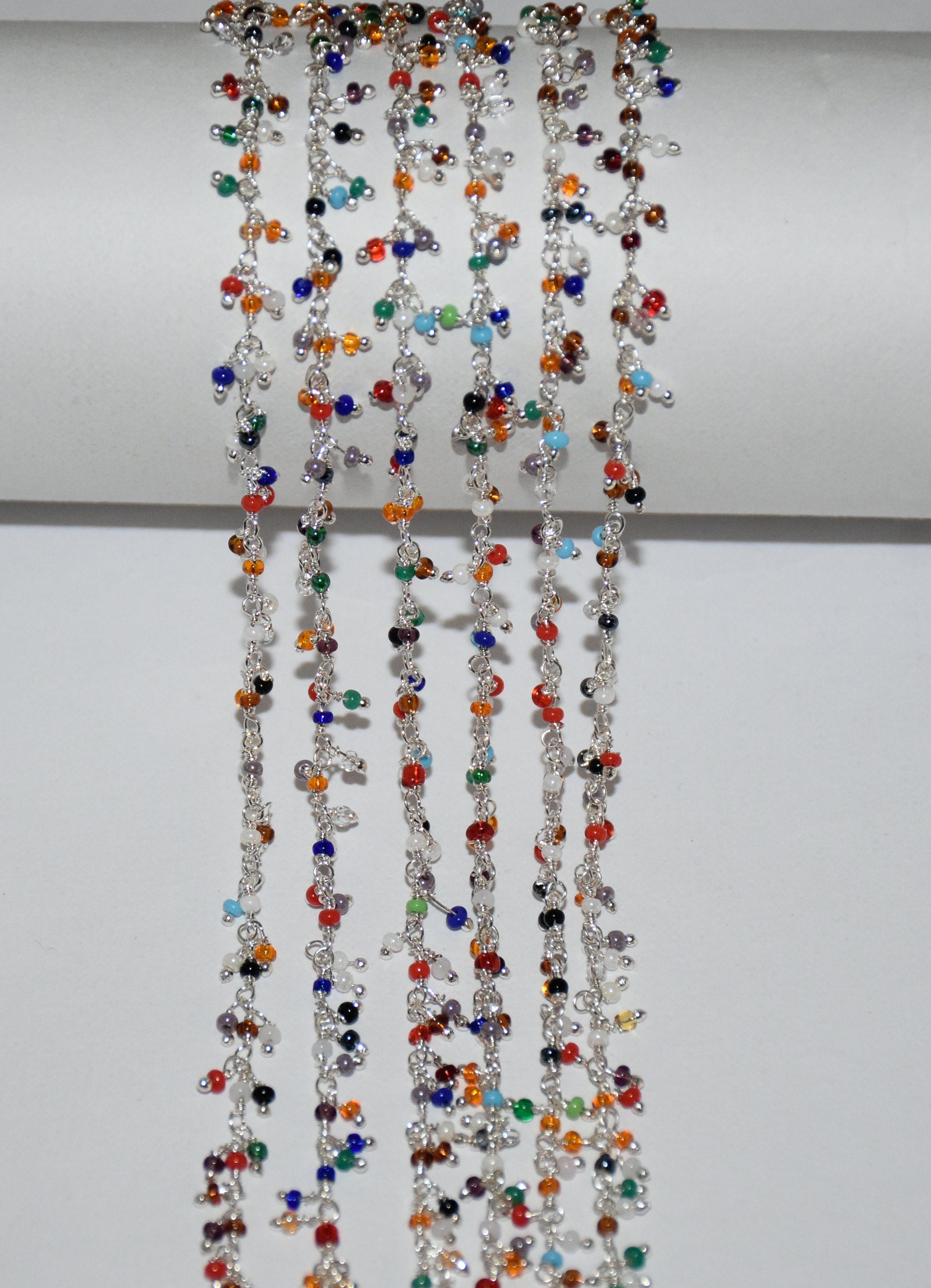 Multi Glass Beads Cluster Rosary Chain, Cluster Dangle Chain, Wire ...