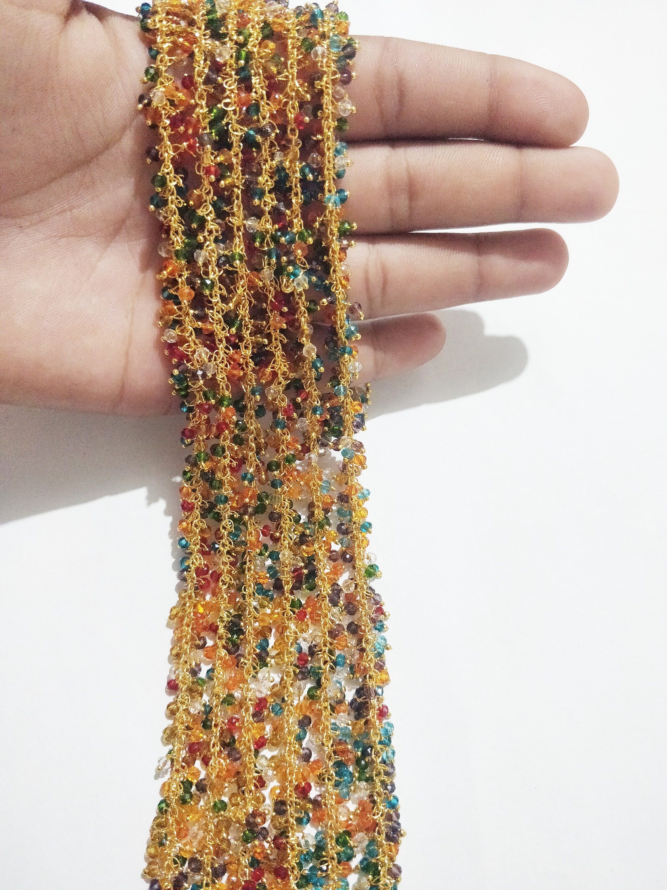 Multi Crystal Bead Thick Rosary Chain. Beaded Chain. Rope Chain ...