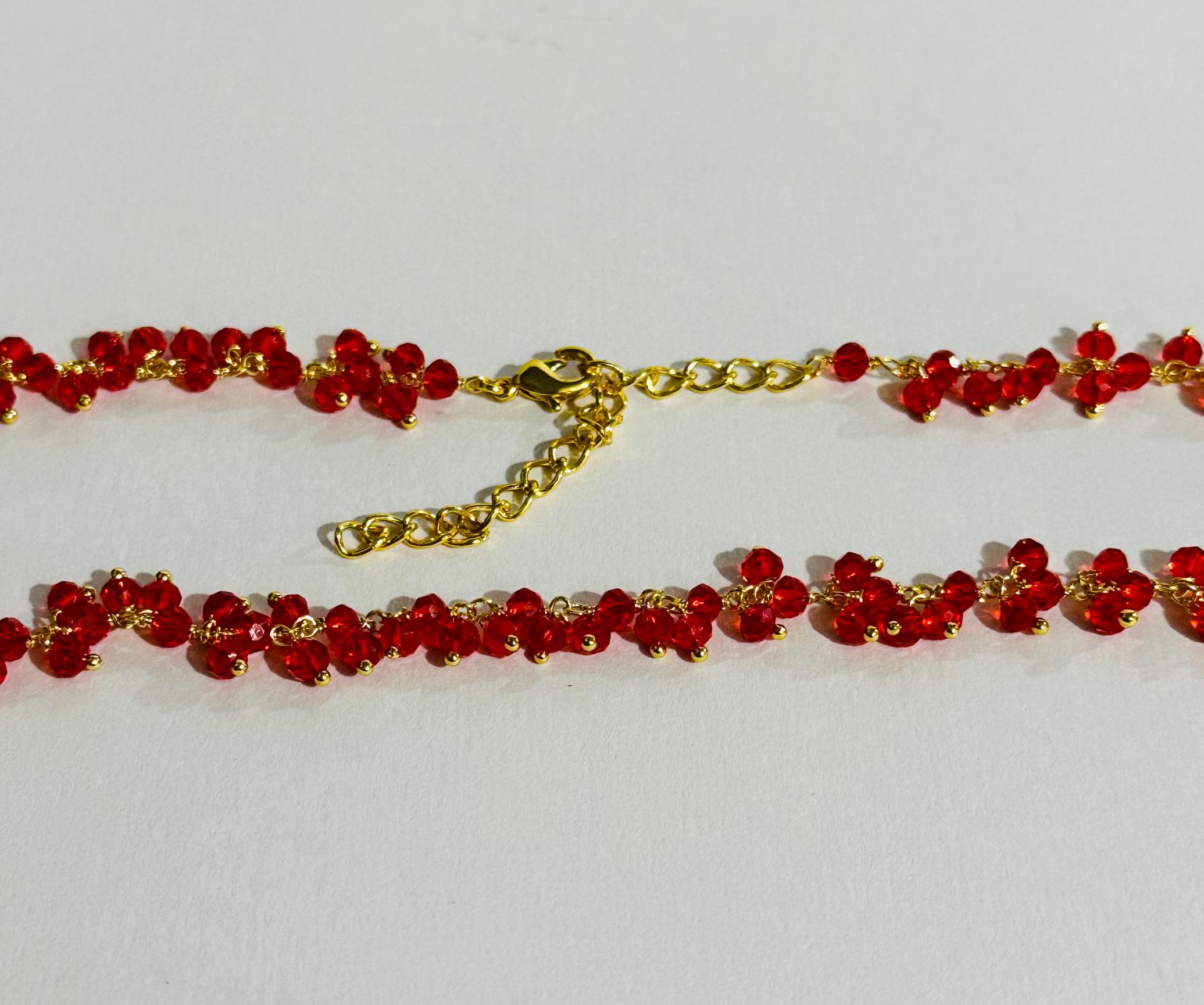 3mm Red Crystal Glass Beads Rosary Necklace, Red Faceted Beads Necklace ...