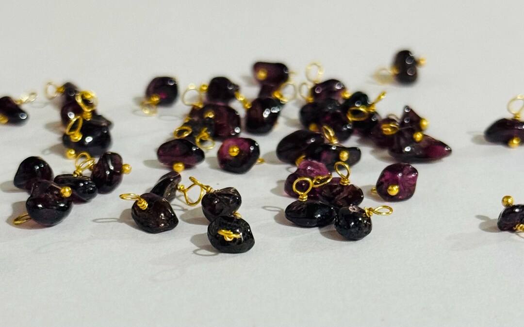 Natural Garnet Chips Single Wire Beads Charms, 3x8mm Gemstone Dangle ...