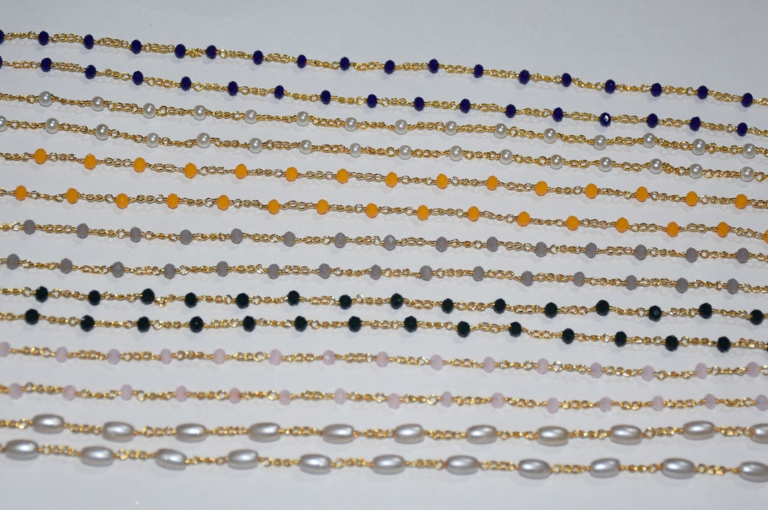 Gemstone Beads & Link Chain Rosary Chain, Bulk Beads Rondell Rosary ...