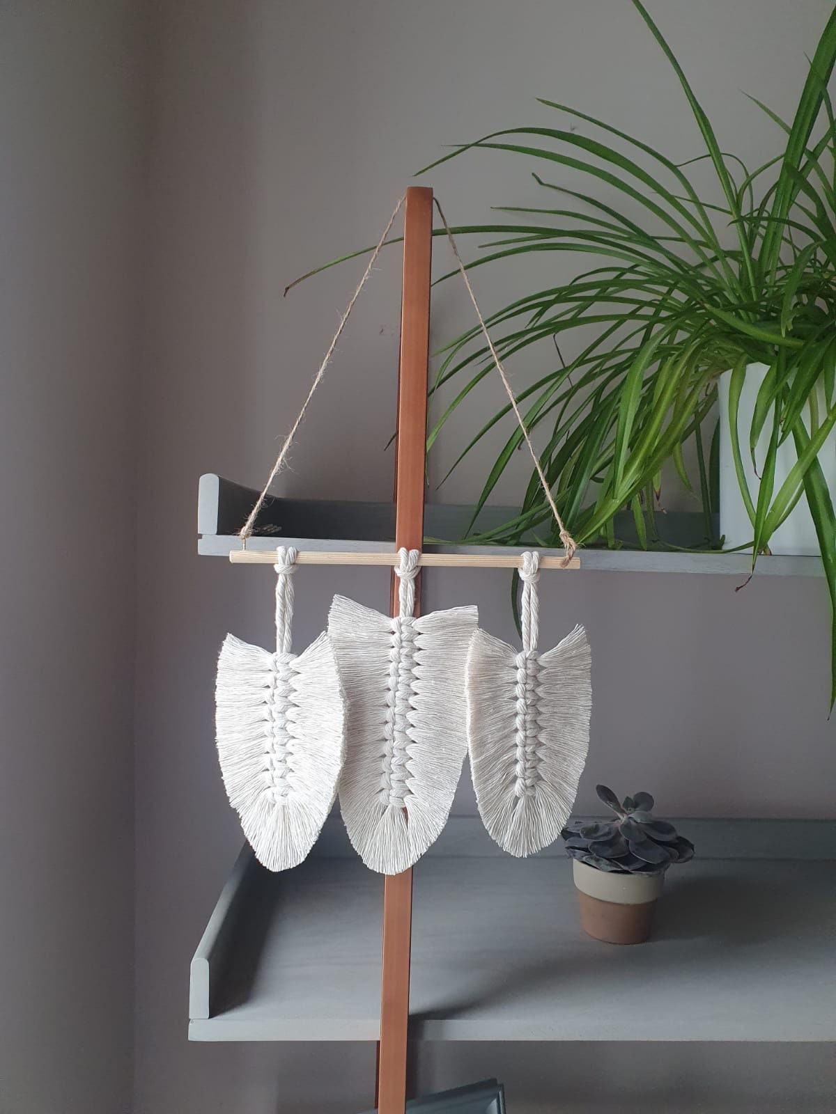 Triple Macrame Feather Wall Hanging - Etsy UK
