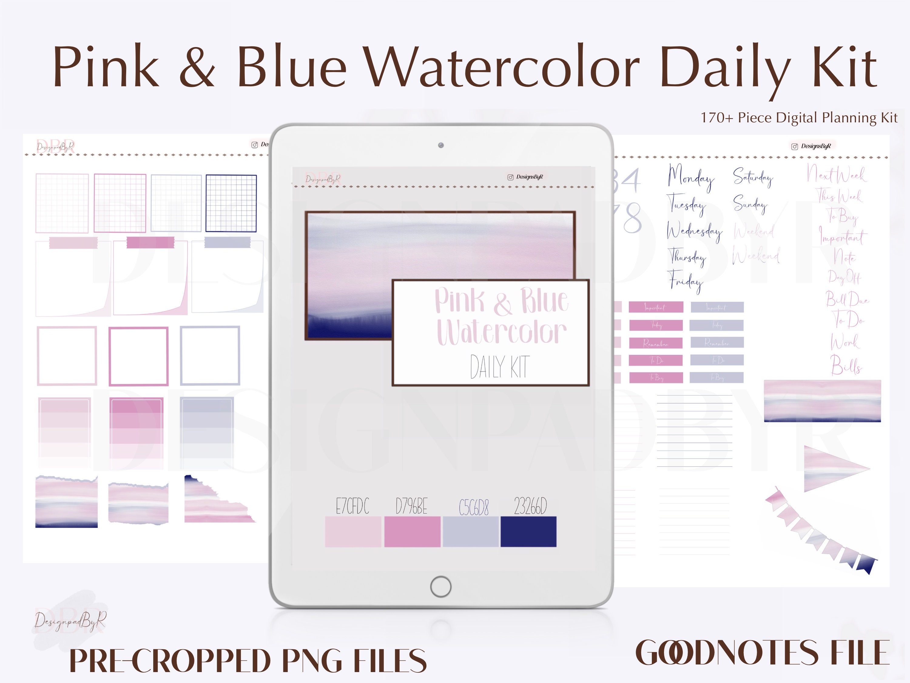 Digital Planner Sticker Kit/ Pre-cropped Stickers / Goodnotes / PNG ...