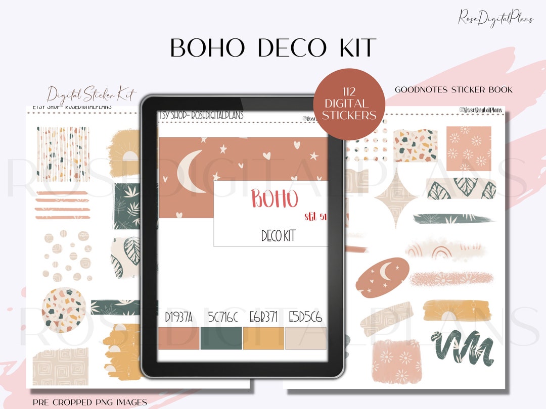 Boho Digital Sticker Pack, Goodnotes Deco Kit, Set 51,digital Planner ...
