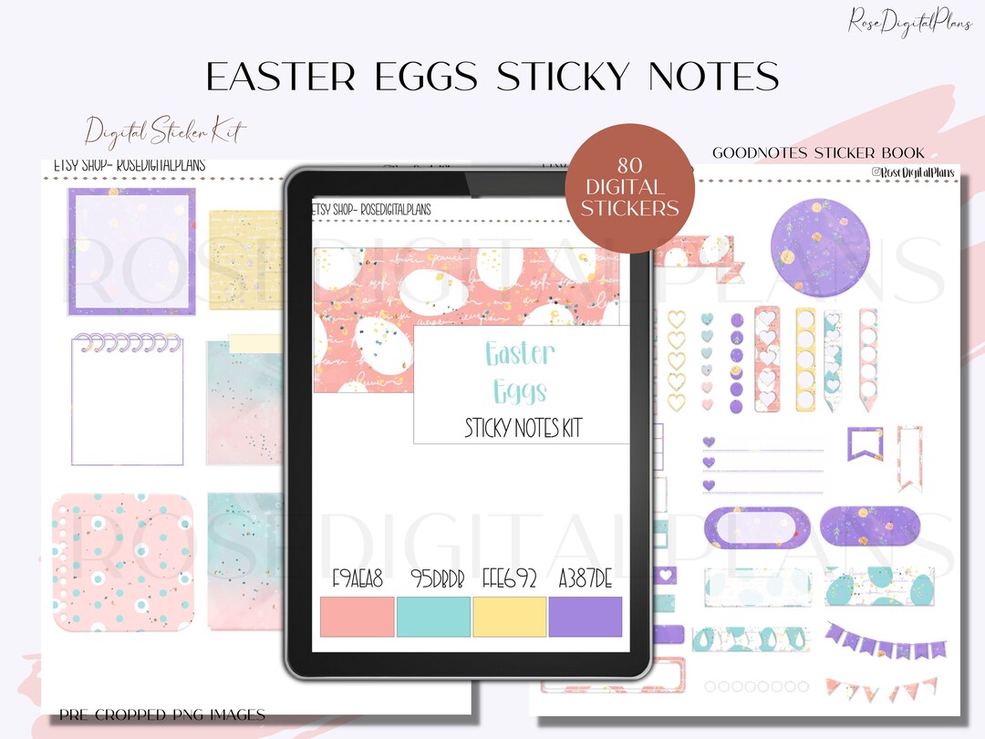 Easter Eggs Sticky Notes Digital Planning, Digital Planner Sticker Kit ...