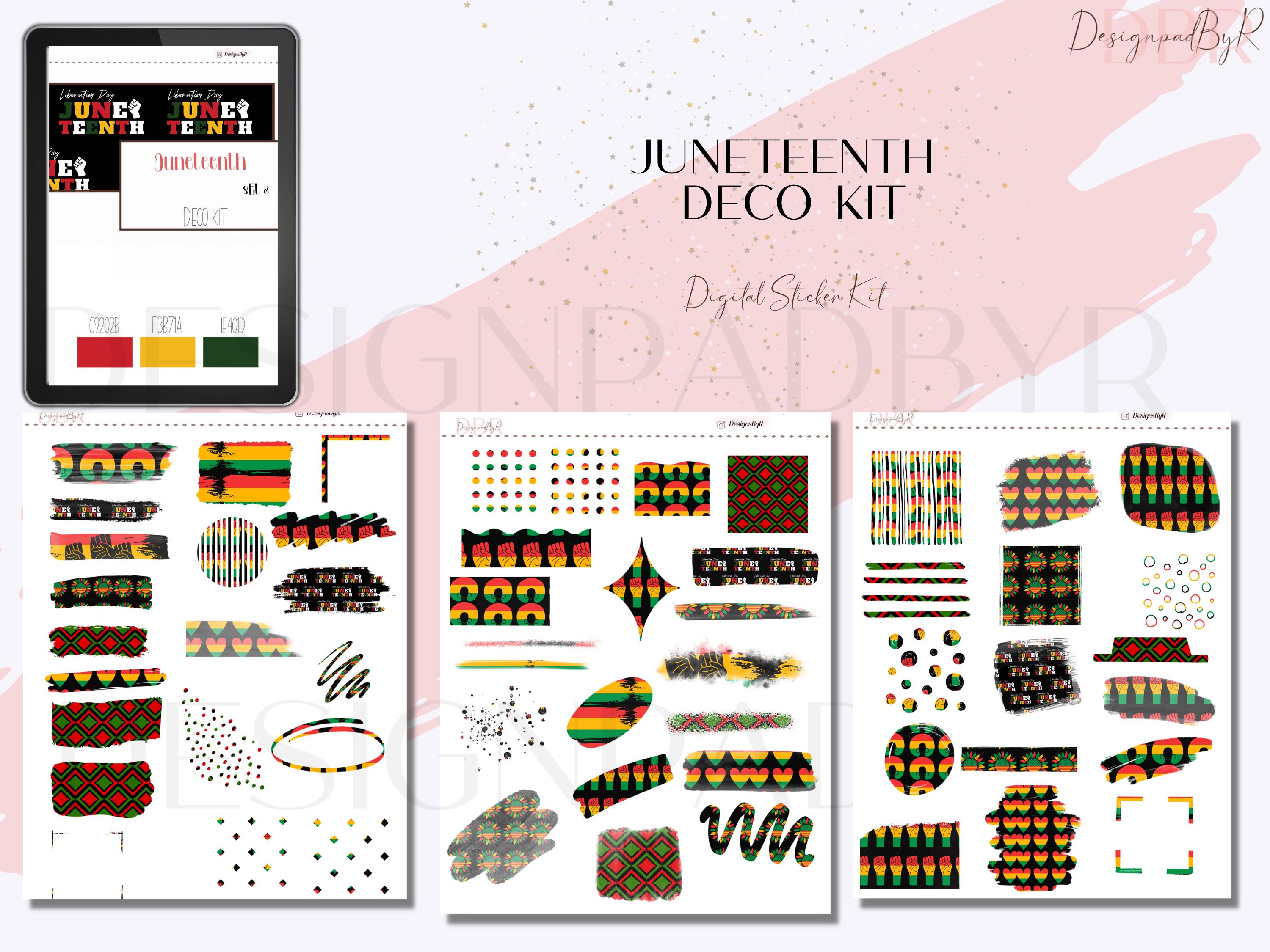 Juneteenth Deco Digital Sticker Book, Goodnotes 5 Stickers, Pre Cropped ...