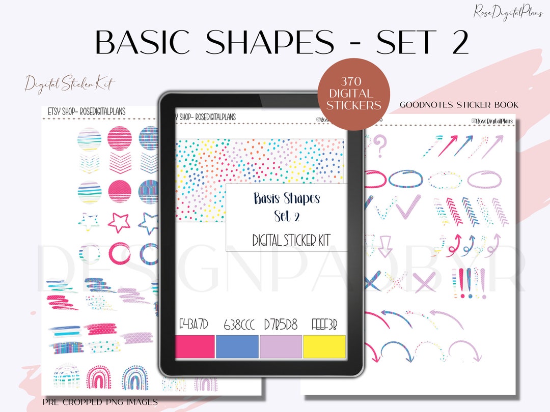 Basic Shapes Digital Planner Stickers, Set 2,digital Planner Sticker ...