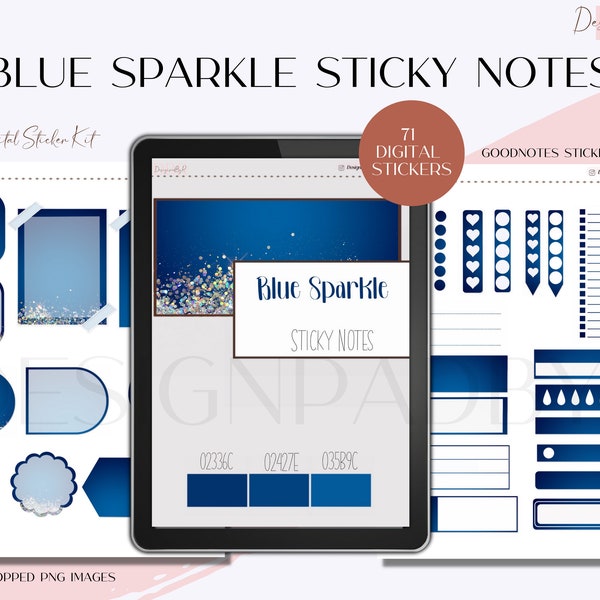 Blue Sparkle Notes - Etsy