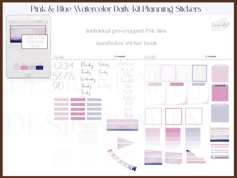 Digital Planner Sticker Kit/ Pre-cropped Stickers / Goodnotes / PNG ...