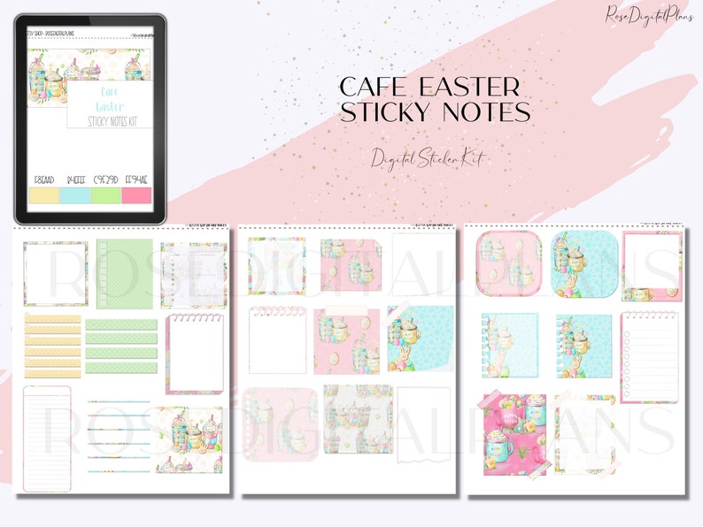 Cafe Easter Sticky Notes Digital Planning, Digital Planner Sticker Kit ...