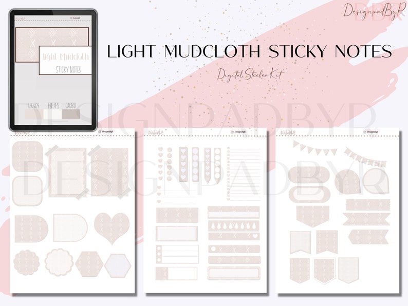 Digital Sticky Note, Digital Planner Sticker Kit, Pre Cropped PNG ...