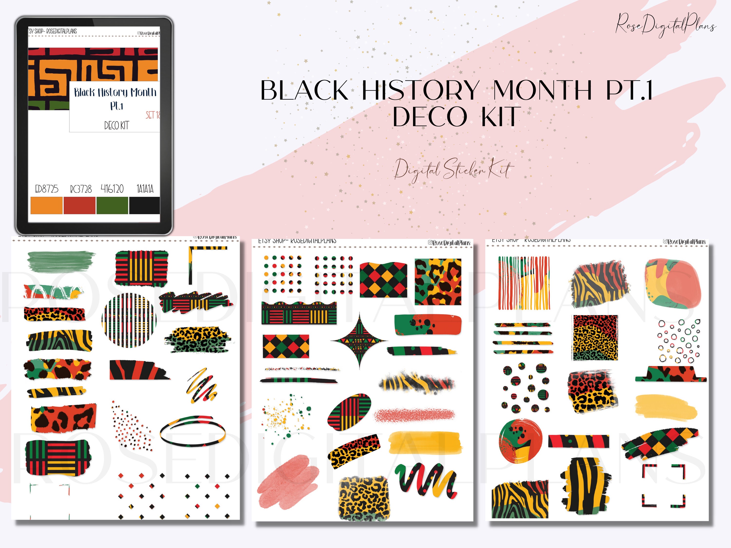 Black History Month Pt. 1 Deco Sticker Kit, Set 18,digital Planner ...