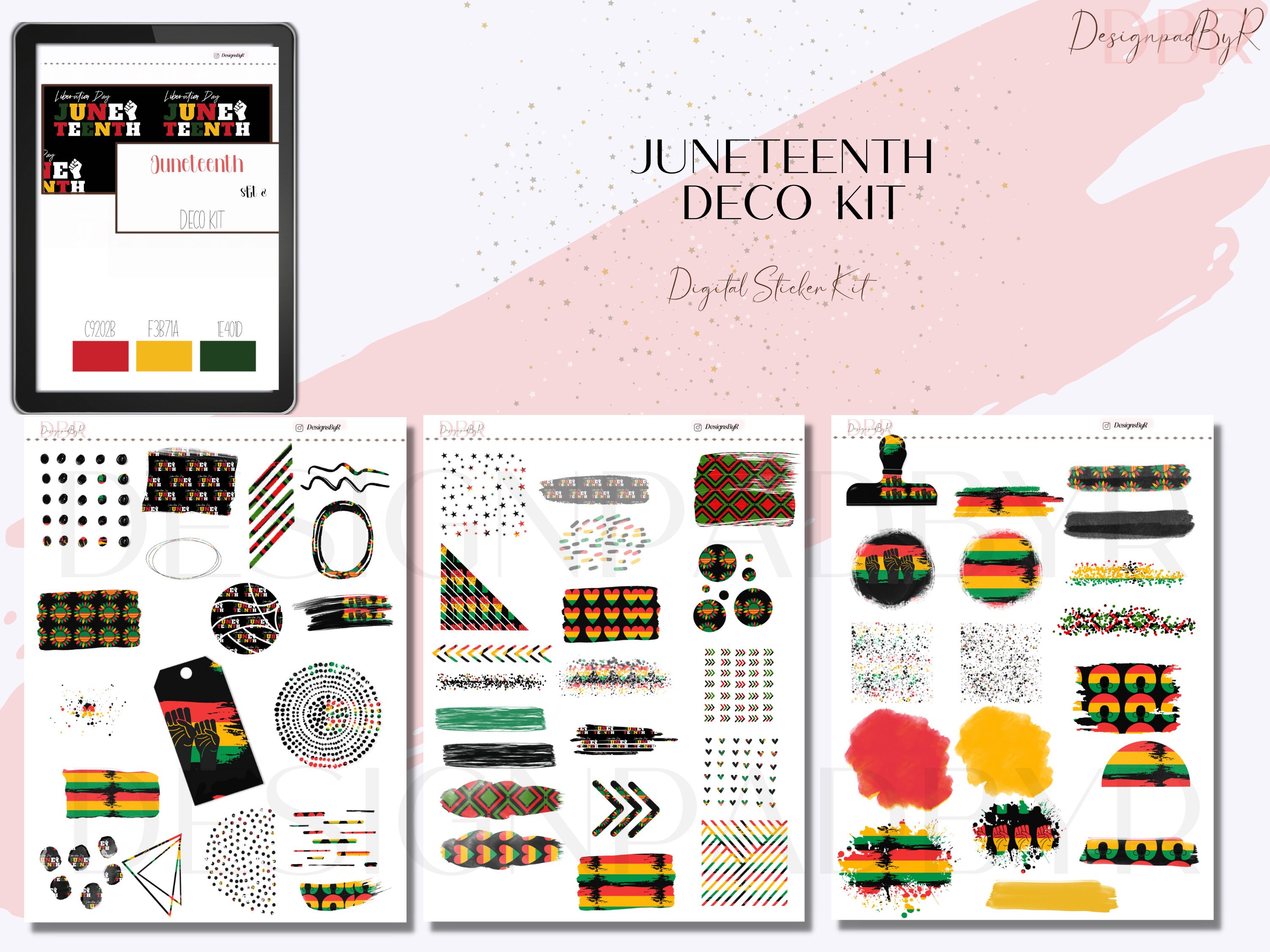 Juneteenth Deco Digital Sticker Book, Goodnotes 5 Stickers, Pre Cropped ...