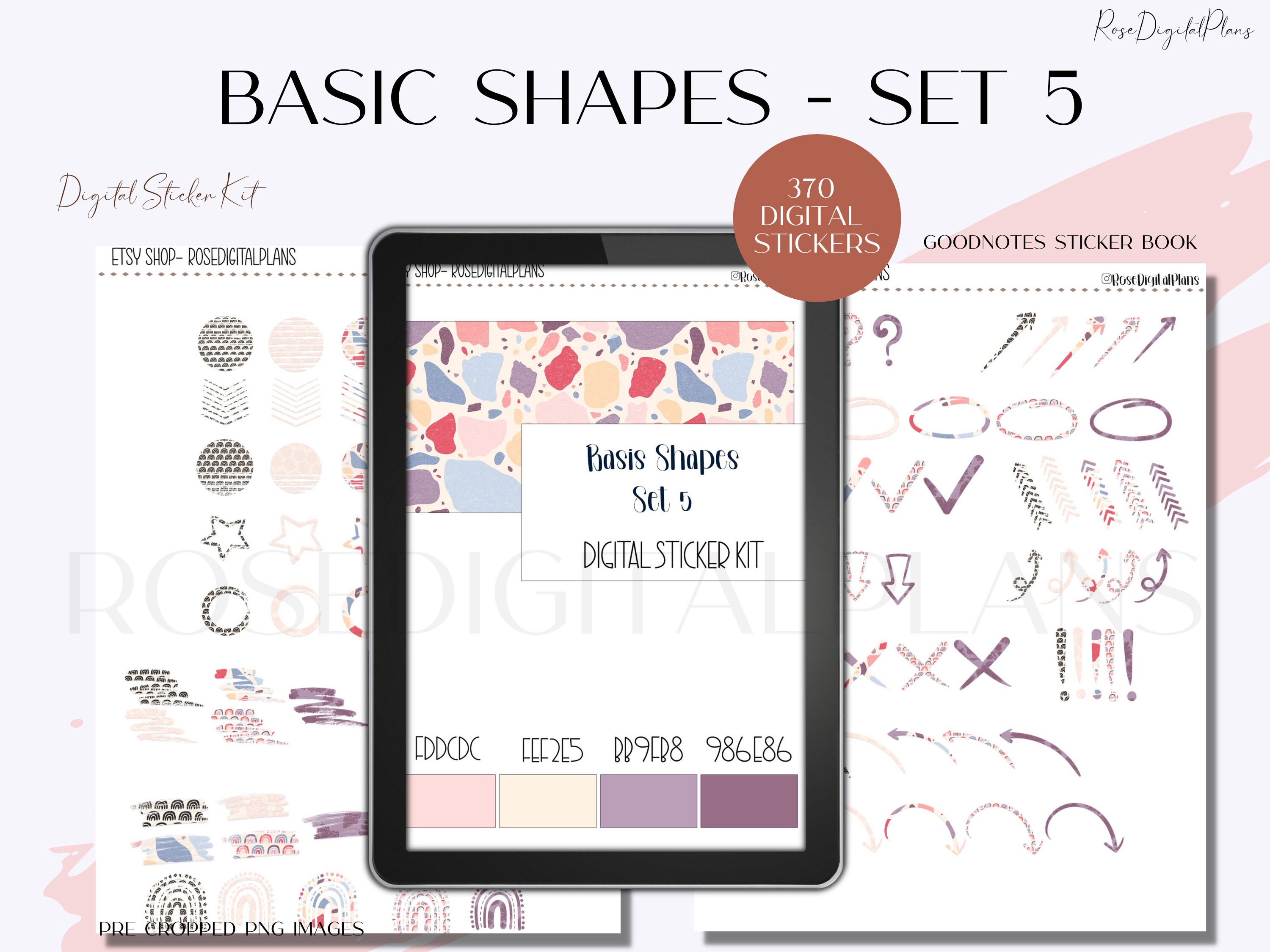 Basic Shapes Digital Planner Stickers, Set 5,digital Planner Sticker ...