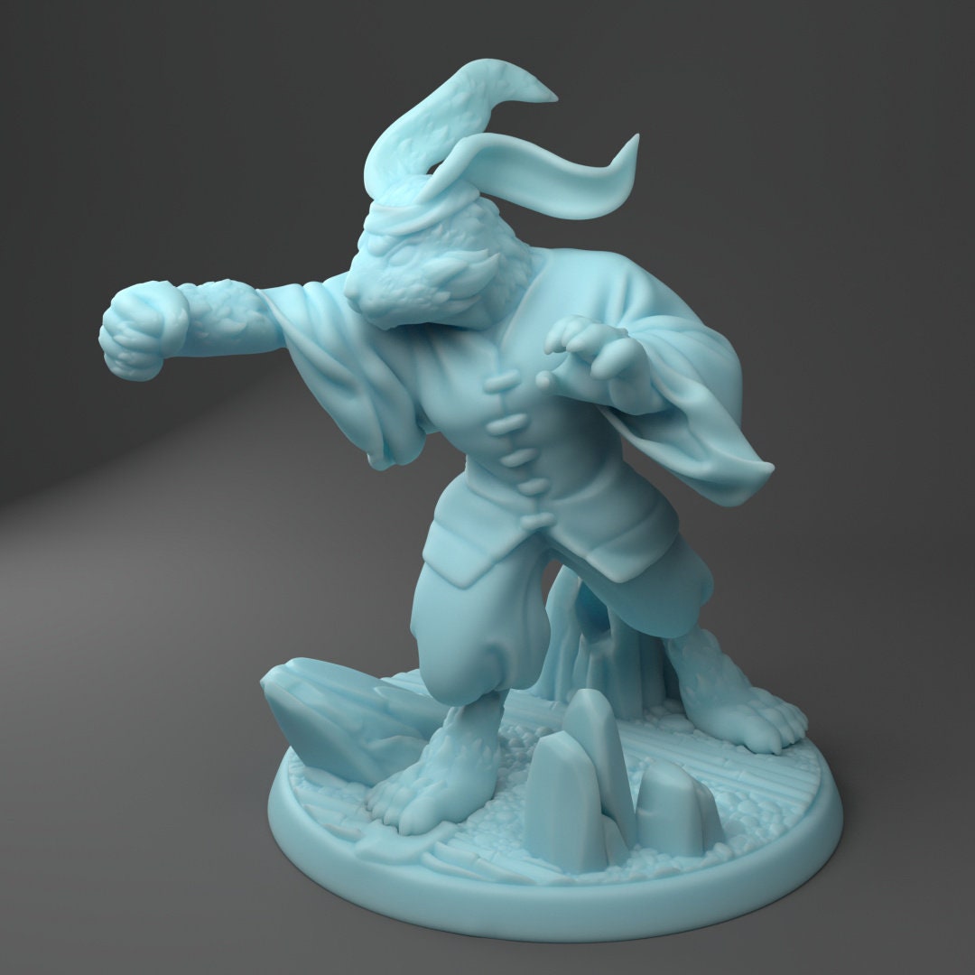 Bun-lee, Rabbitfolk Monk, 3D Printed Mini (STL by Twin Goddess ...