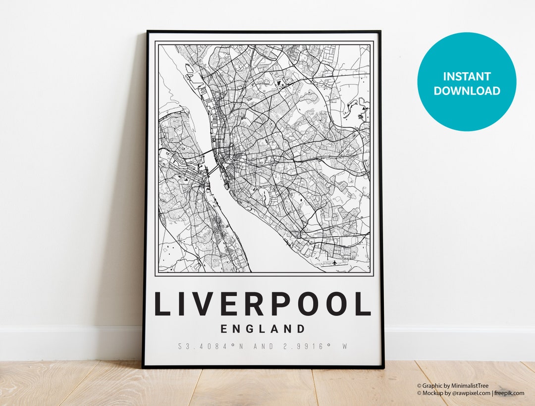 Liverpool City Map Instant Download for Print - Liverpool Wall Art ...