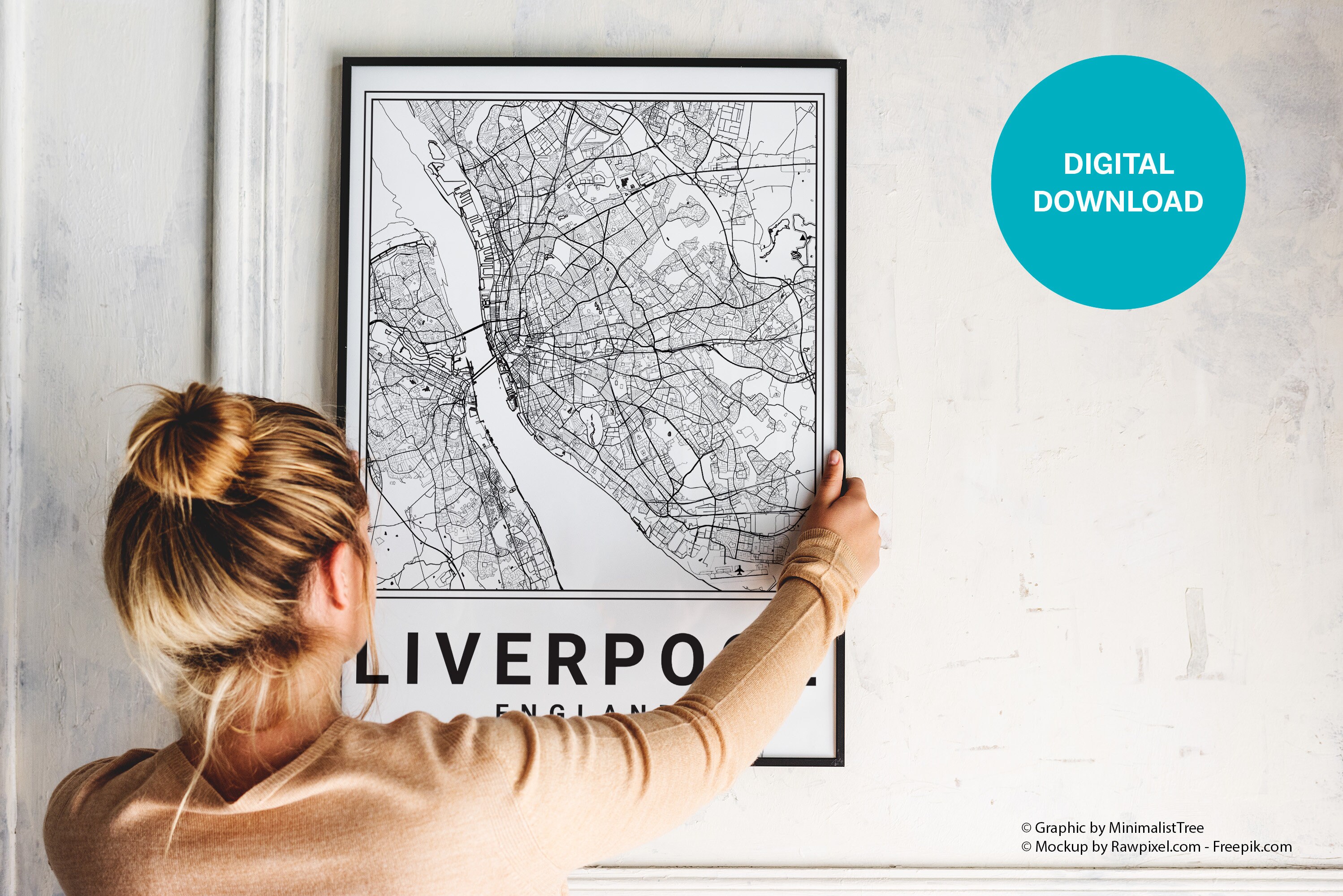 Liverpool City Map Instant Download for Print - Liverpool Wall Art ...