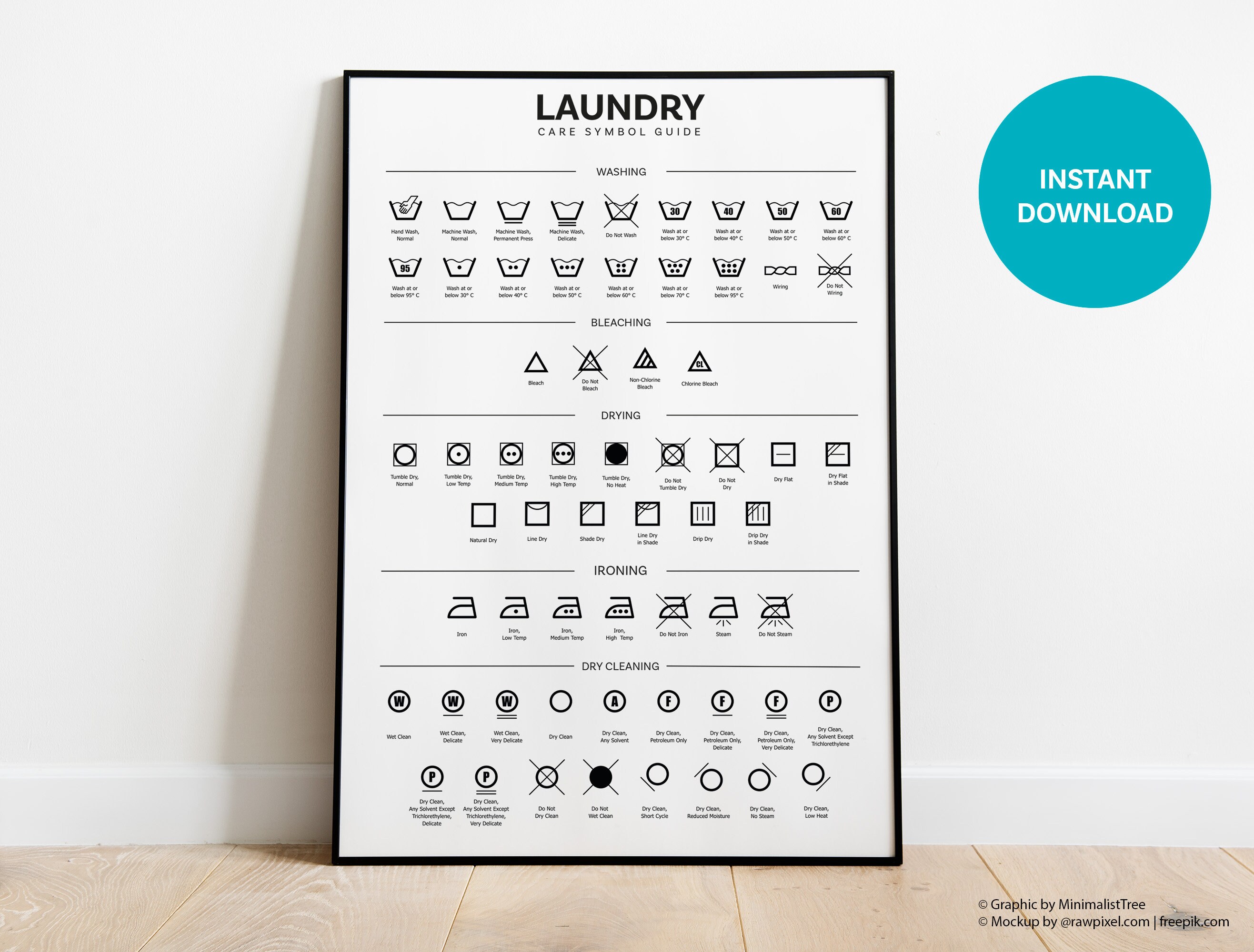 Laundry Symbol Guide for Laundry Room or Airbnb Location - Etsy