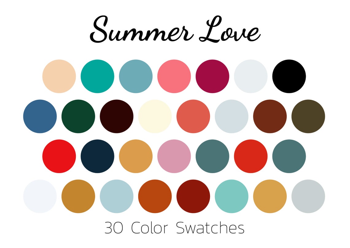 Summer Love, Color Swatches, Color Palette, iPad - Etsy