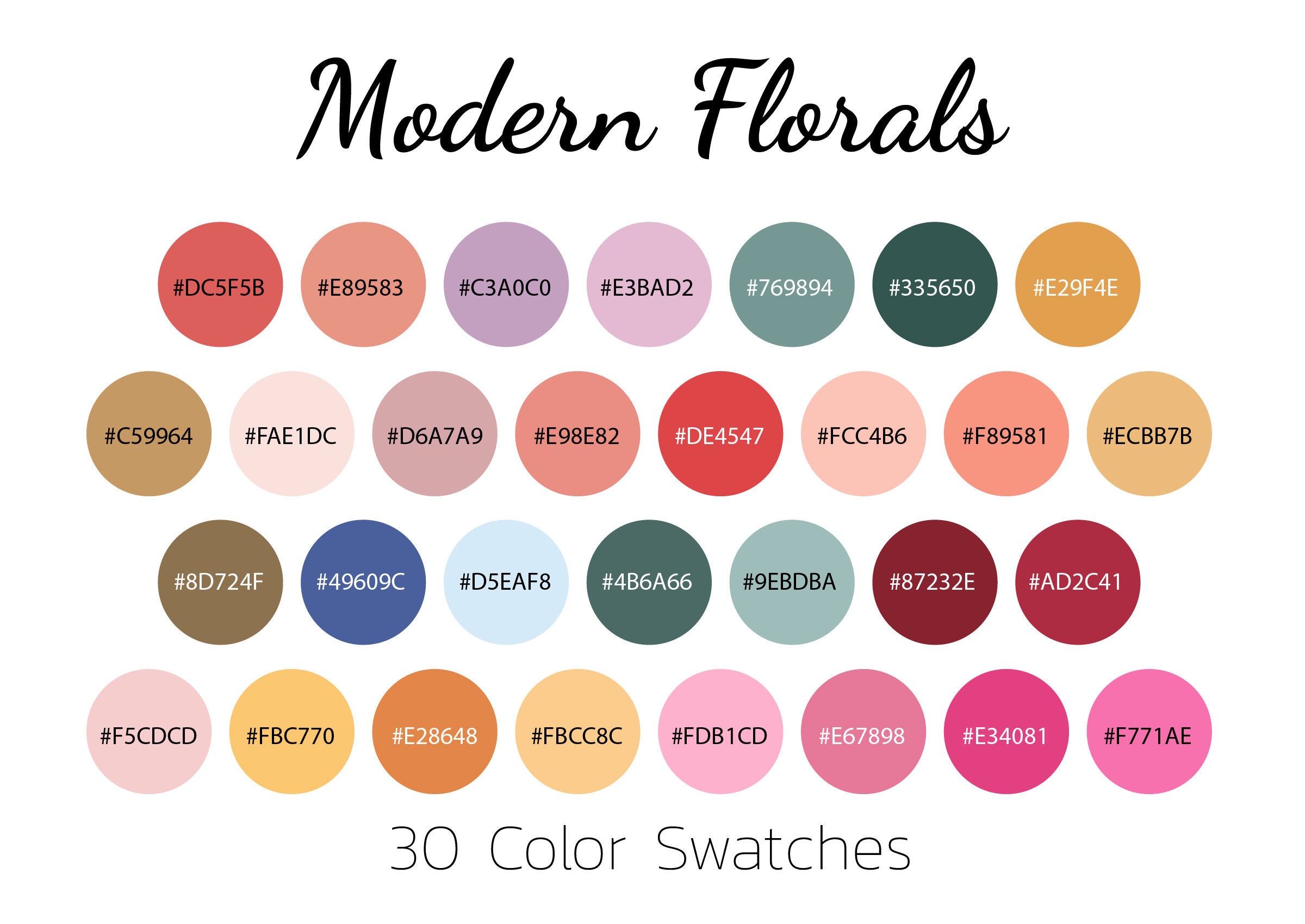 Modern Florals, Color Swatches, Color Palette, iPad - Etsy