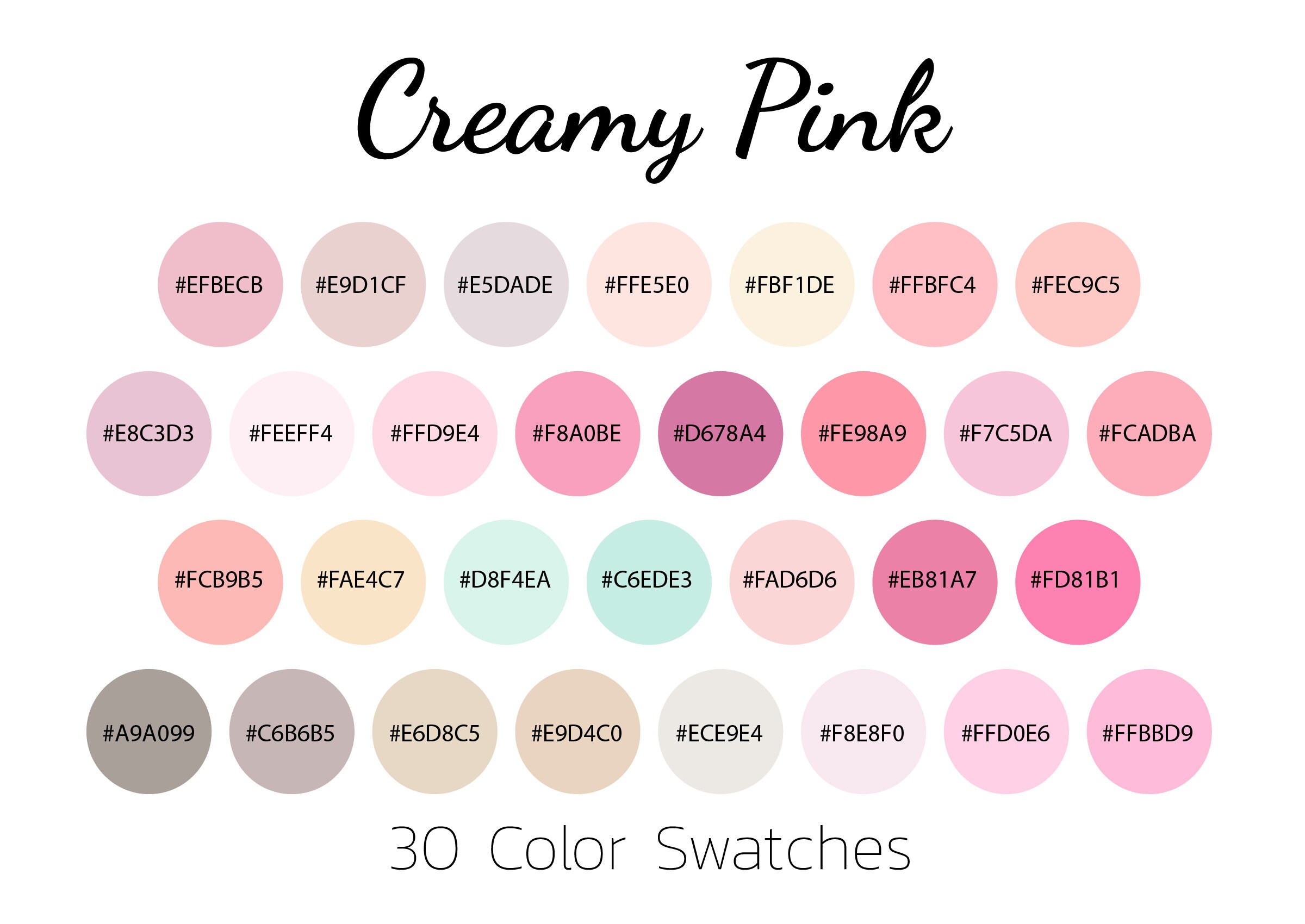 Creamy Pink, Color Swatches, Color Palette, iPad - Etsy