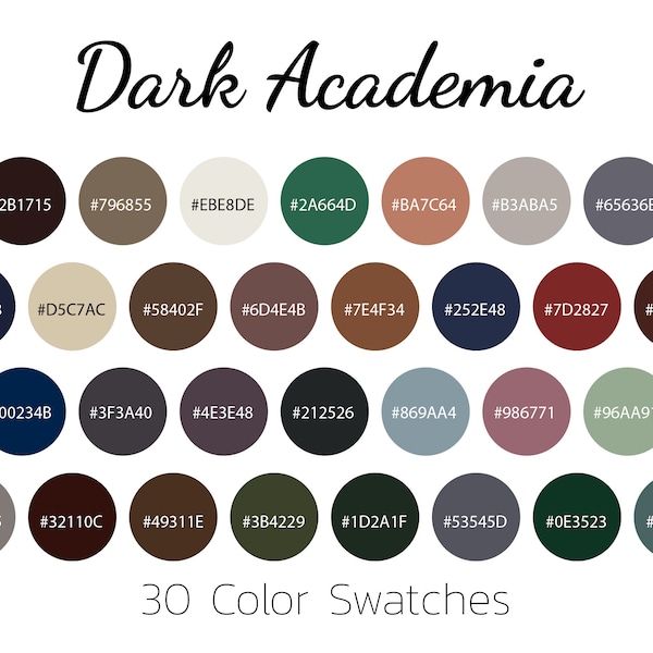 Dark Academia Color Palette - Etsy