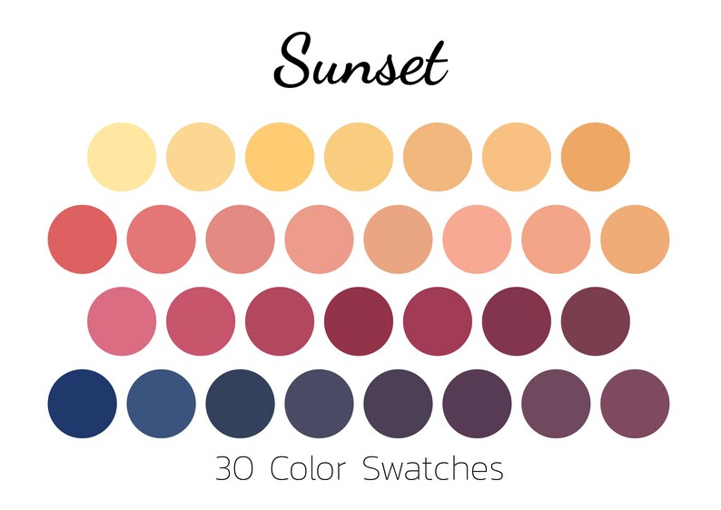 Sunset, Color Swatches, Color Palette, iPad - Etsy