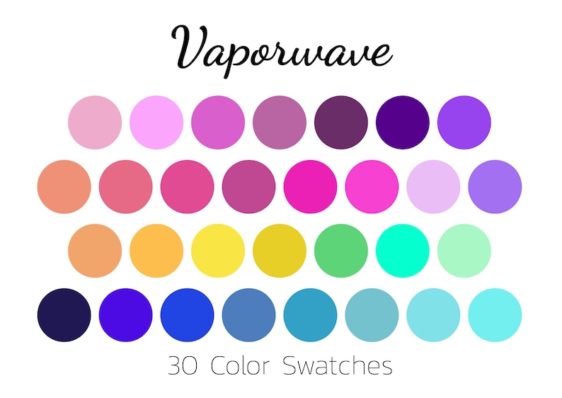 Vaporwave, Color Swatches, Color Palette, iPad - Etsy