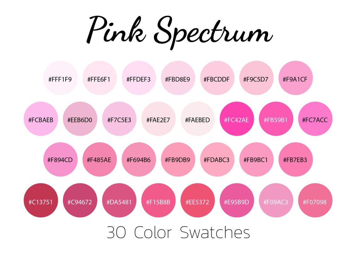 Pink Spectrum, Color Swatches, Color Palette, iPad - Etsy