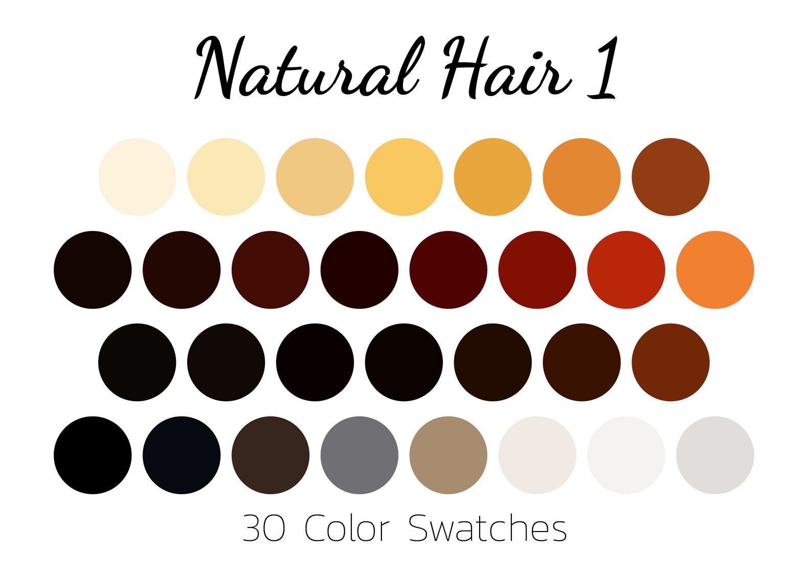 Natural Hair 1, Color Swatches, Color Palette, iPad - Etsy