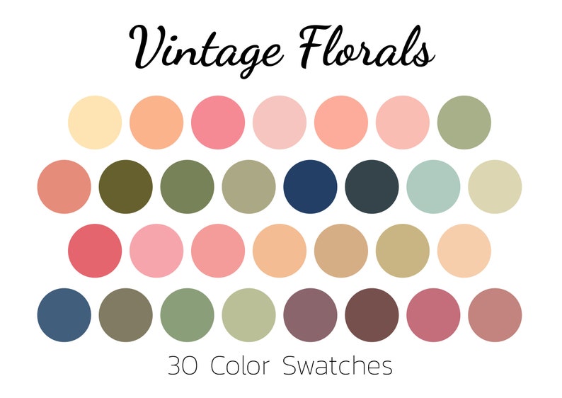 Vintge Florals, Color Swatches, Color Palette, iPad - Etsy