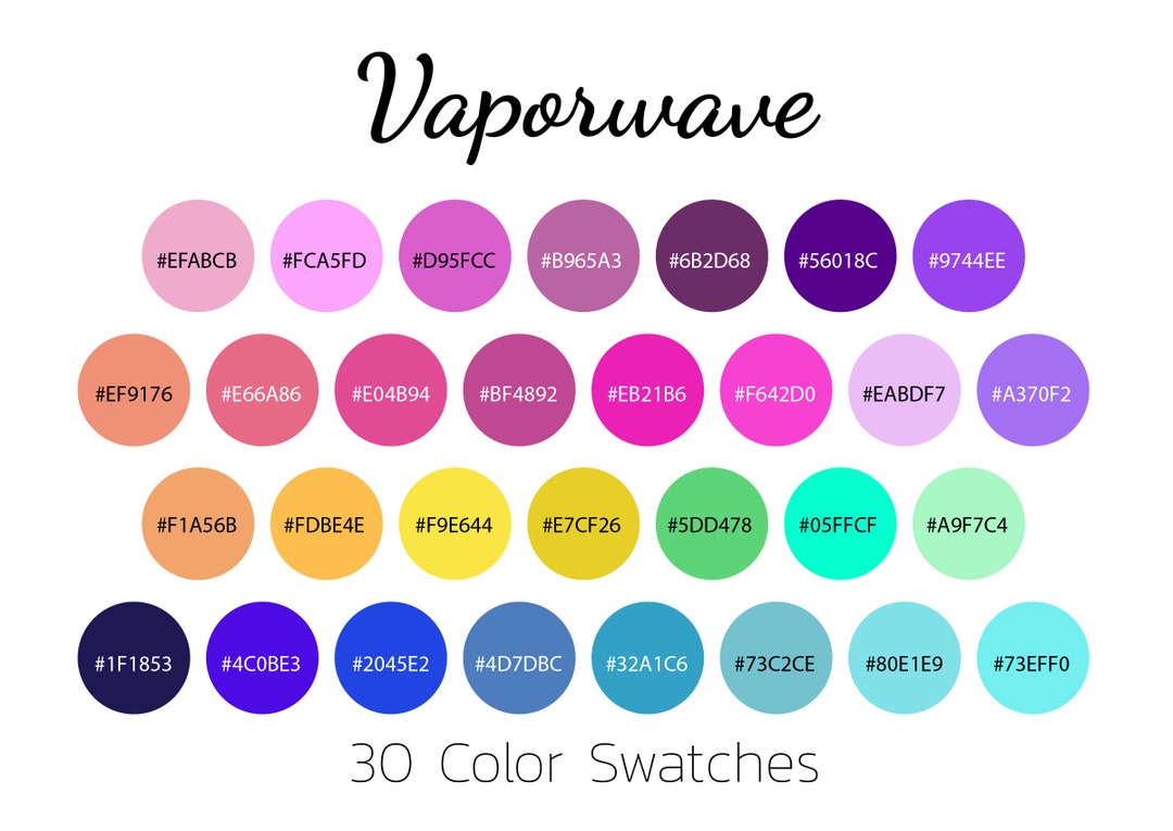 Vaporwave, Color Swatches, Color Palette, iPad - Etsy