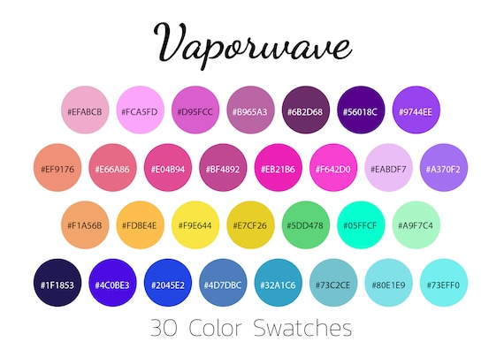 Vaporwave Color Swatches Color Palette Ipad - Etsy