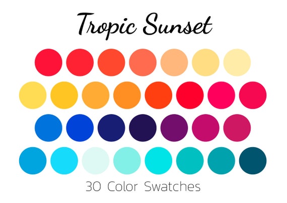 Tropic Sunset Color Swatches Color Palette Ipad | Etsy