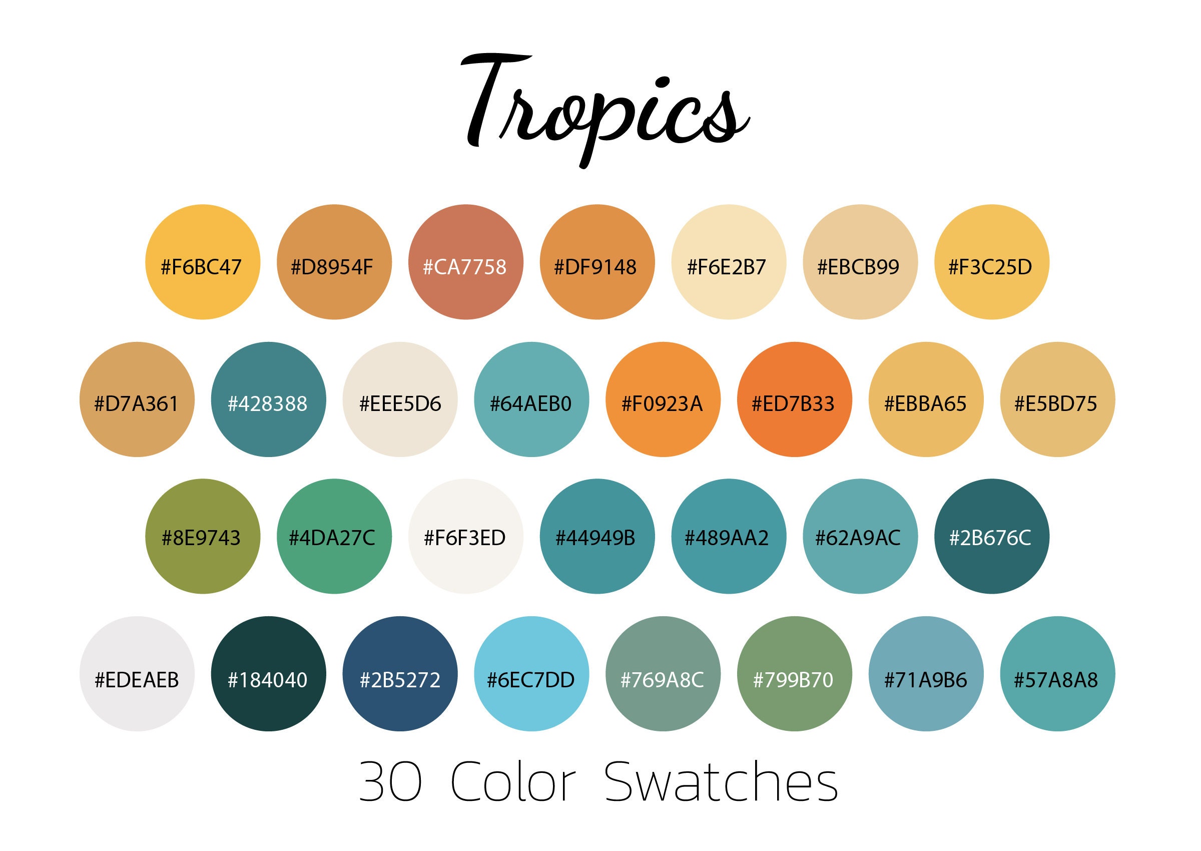 Tropic, Color Swatches, Color Palette, iPad - Etsy