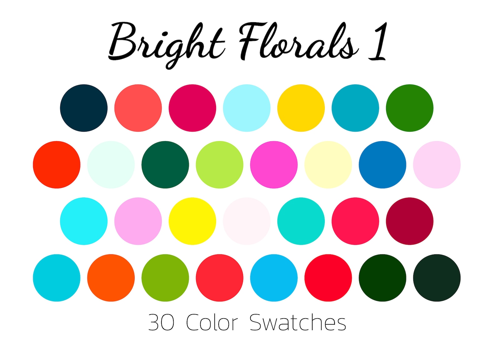 Bright Florals, Color Swatches, Color Palette, iPad Color Palette - Etsy