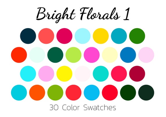 Bright Florals Color Swatches Color Palette Ipad Color - Etsy
