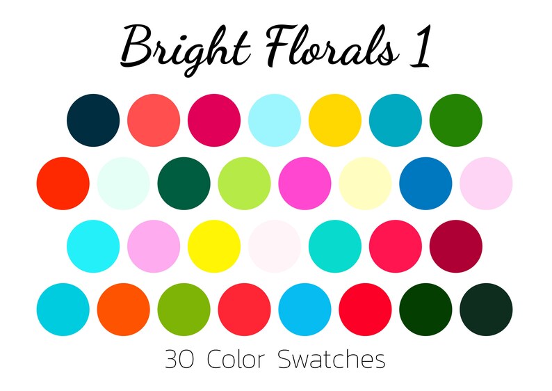 Bright Florals, Color Swatches, Color Palette, iPad Color Palette - Etsy