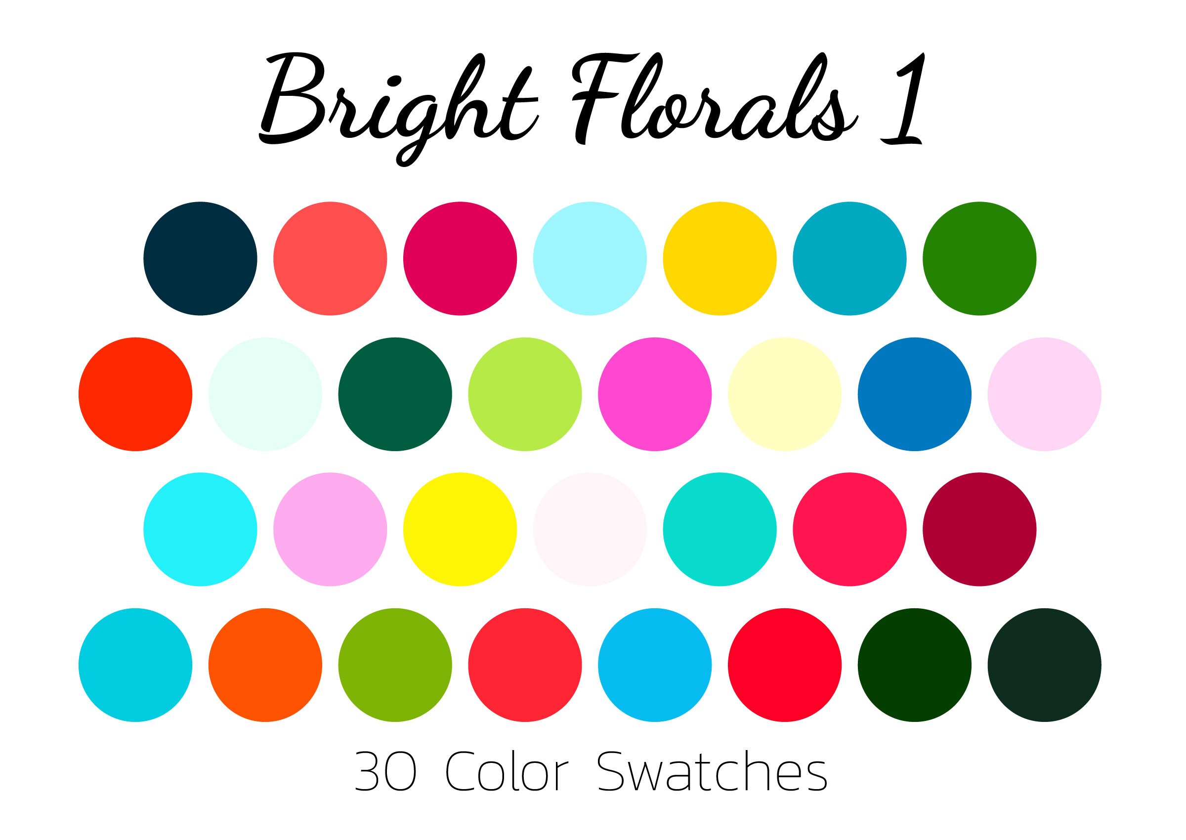 Bright Florals Color Palette, 30 Swatches (PNG, EPS, JPG) - Etsy