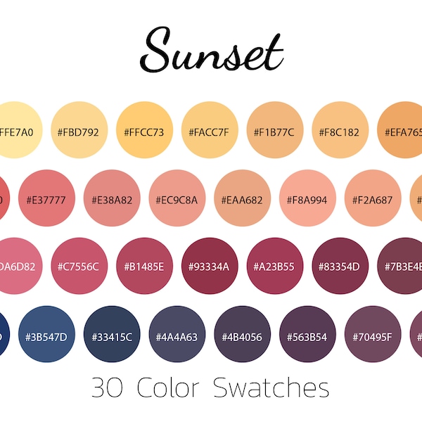 Sunset Color Palette - Etsy