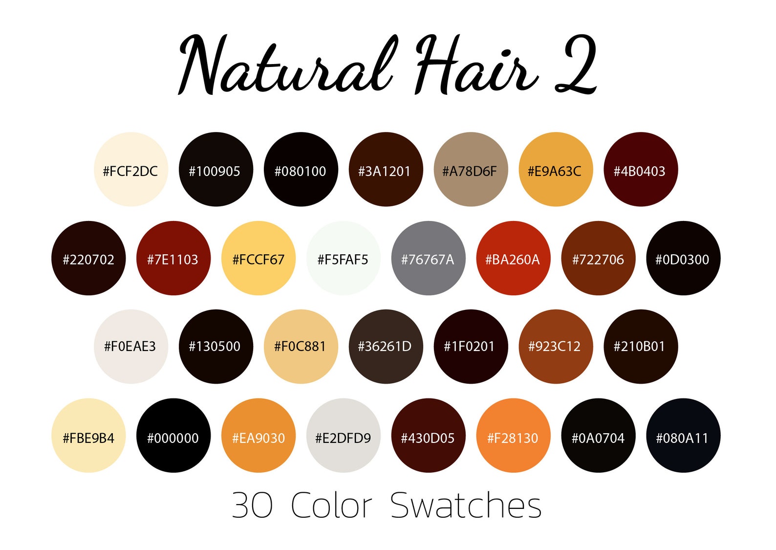 Natural Hair 2, Color Swatches, Color Palette, iPad - Etsy