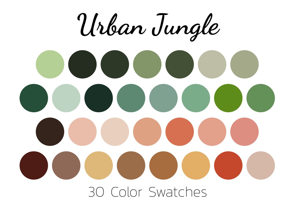 Urban Jungle, Color Swatches, Color Palette, iPad - Etsy