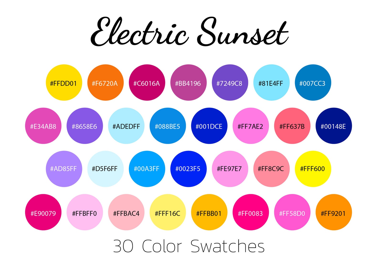 Electric Sunset, Color Swatches, Color Palette, iPad - Etsy